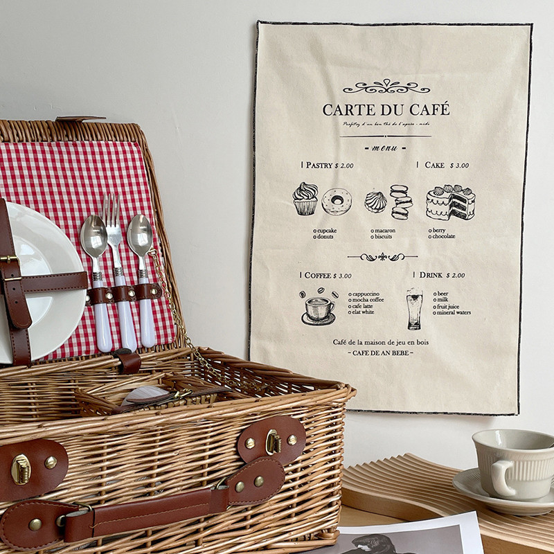 34x49cm Carte Du Cafe Table Napkin Cloth Retro English Letter Kitchen ...