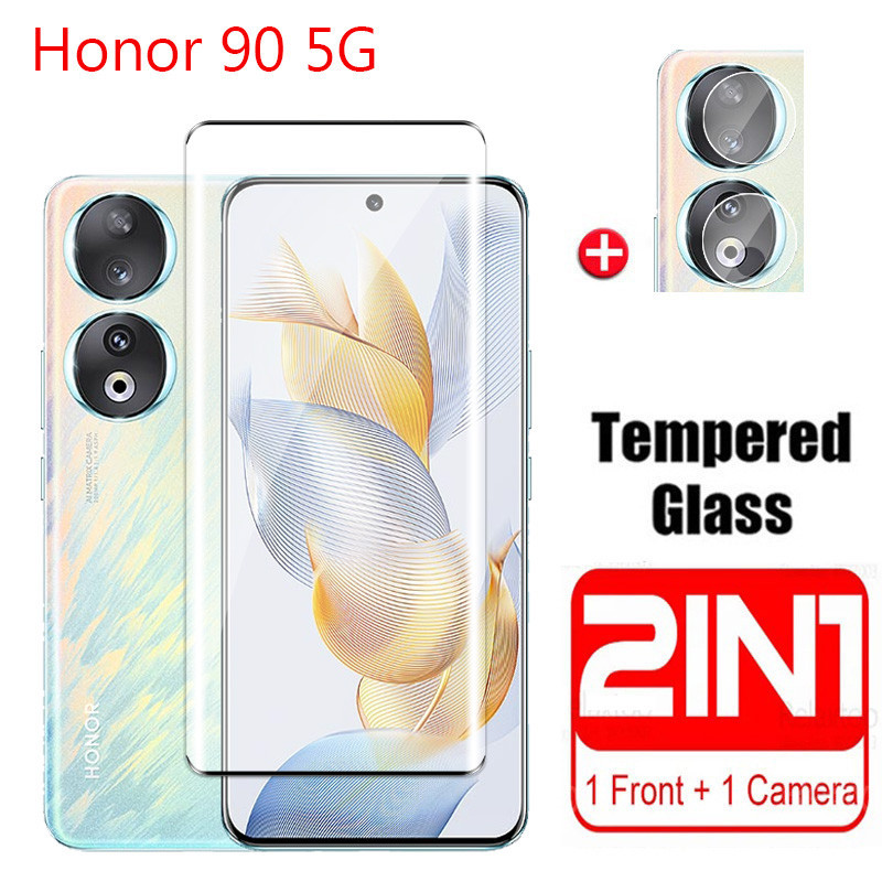 2in1 Tempered Glass For Honor 90 Pro 90Pro 5G Curved Edge Screen Protector Film For Honor90 ...