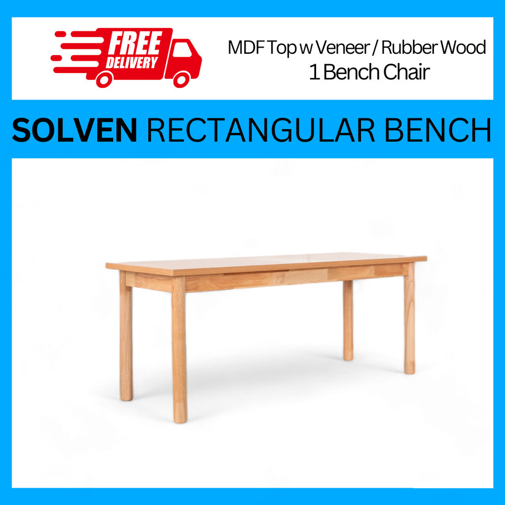 Solven MDF with Veneer / Rubberwood YH Beech Rectangular Bench Chair | Shopee Malaysia