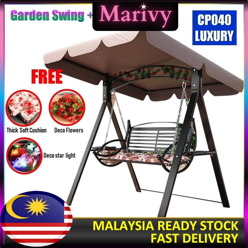 Swing Outdoor Courtyard Balcony Garden Iron Art Swing Chair Buaian Bed ...