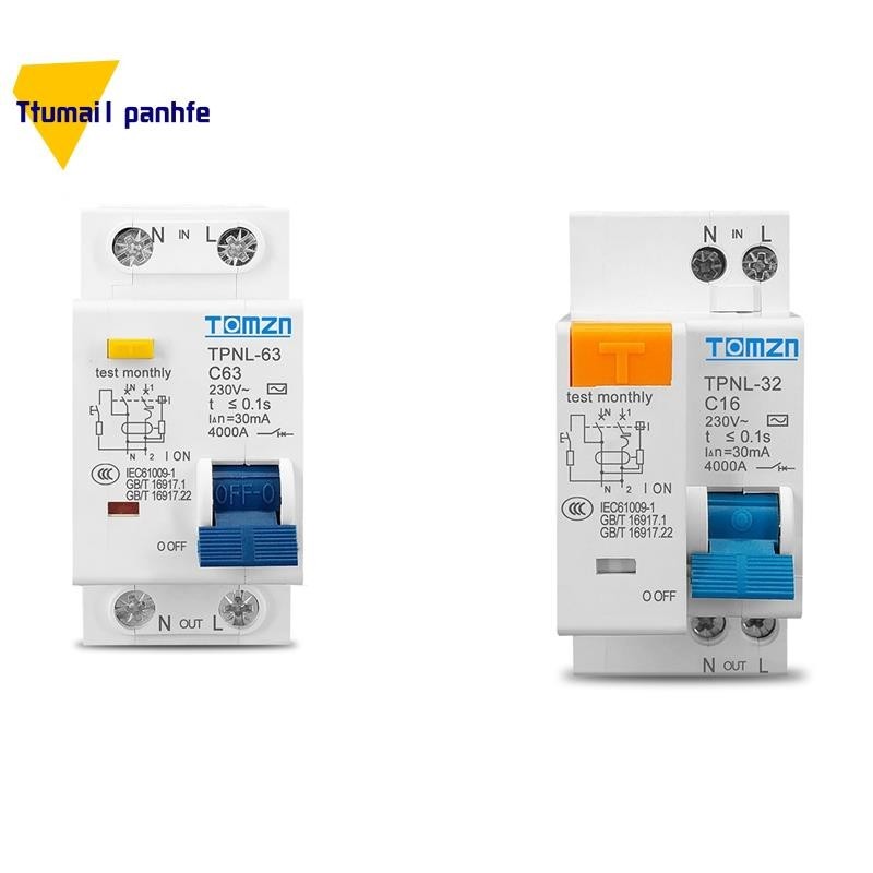 TOMZN TPNL DPNL 230V 1P+N Residual Current Circuit Breaker with over ...