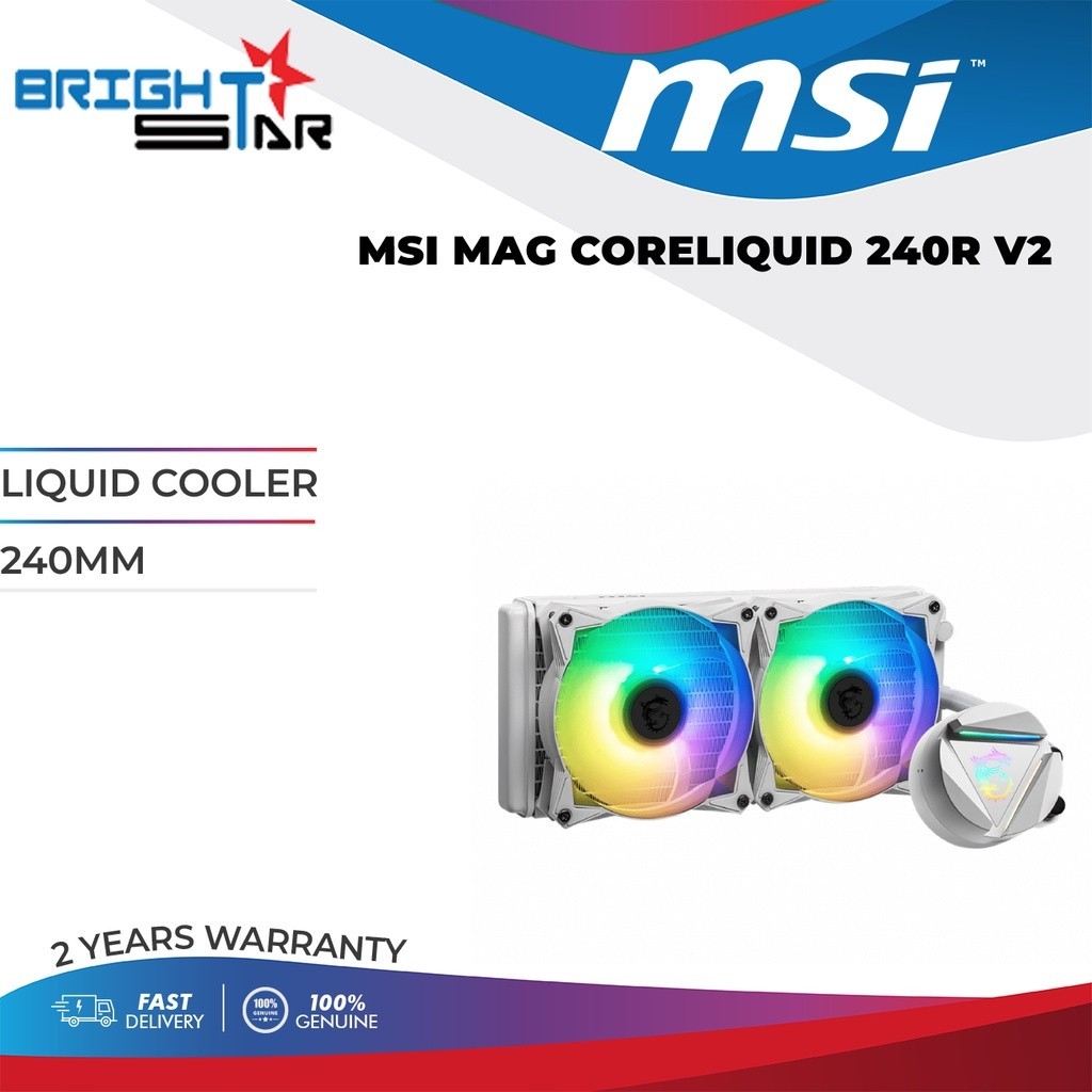 MSI MAG Coreliquid 240R V2 Liquid Cooler - White (240mm) | Shopee Malaysia