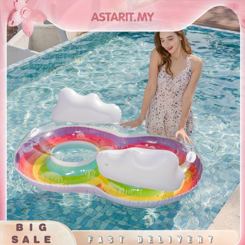 [Astarit.my] Inflatable Swim Ring PVC Rainbow Sequin Cute Swim Floats ...
