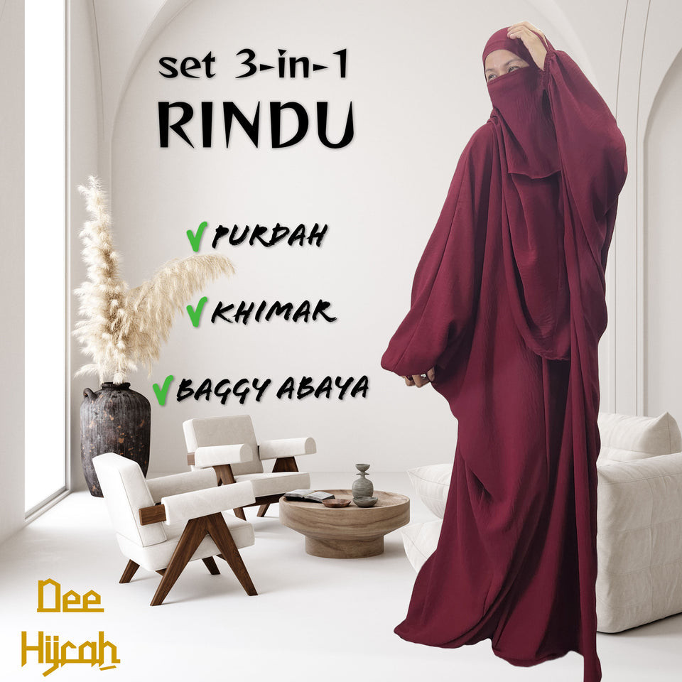 DeeHijrah [Set 3-in-1 RINDU] Baggy Abaya Khimar Labuh Purdah CEY ...