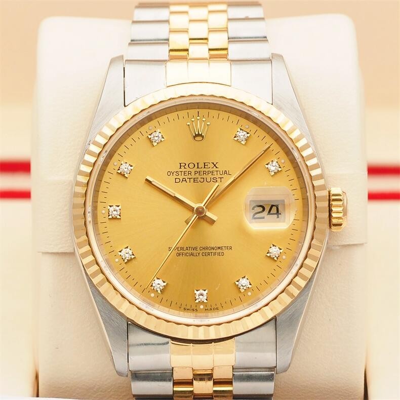 Rolex Rolex Diary Champagne Dial Pheasant Style Original Diamond ...