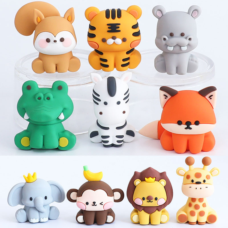 Cute Clay Animal Cake Topper Jungle Safari Theme Cake Decoration for ...