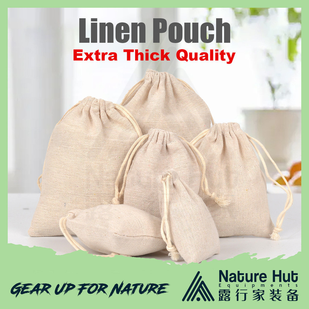 Linen Pouch Bag Thick Drawstring Burlap Jewelry Storage Gift Laundry ...