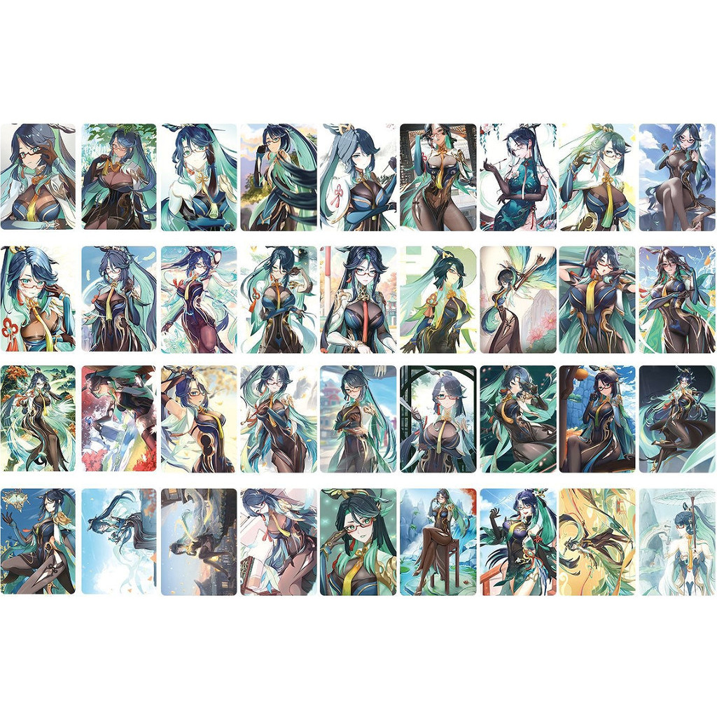 50-55pcs GENSHIN IMPACT Laser Holographic Photocards Yoimiya Xianyun ...