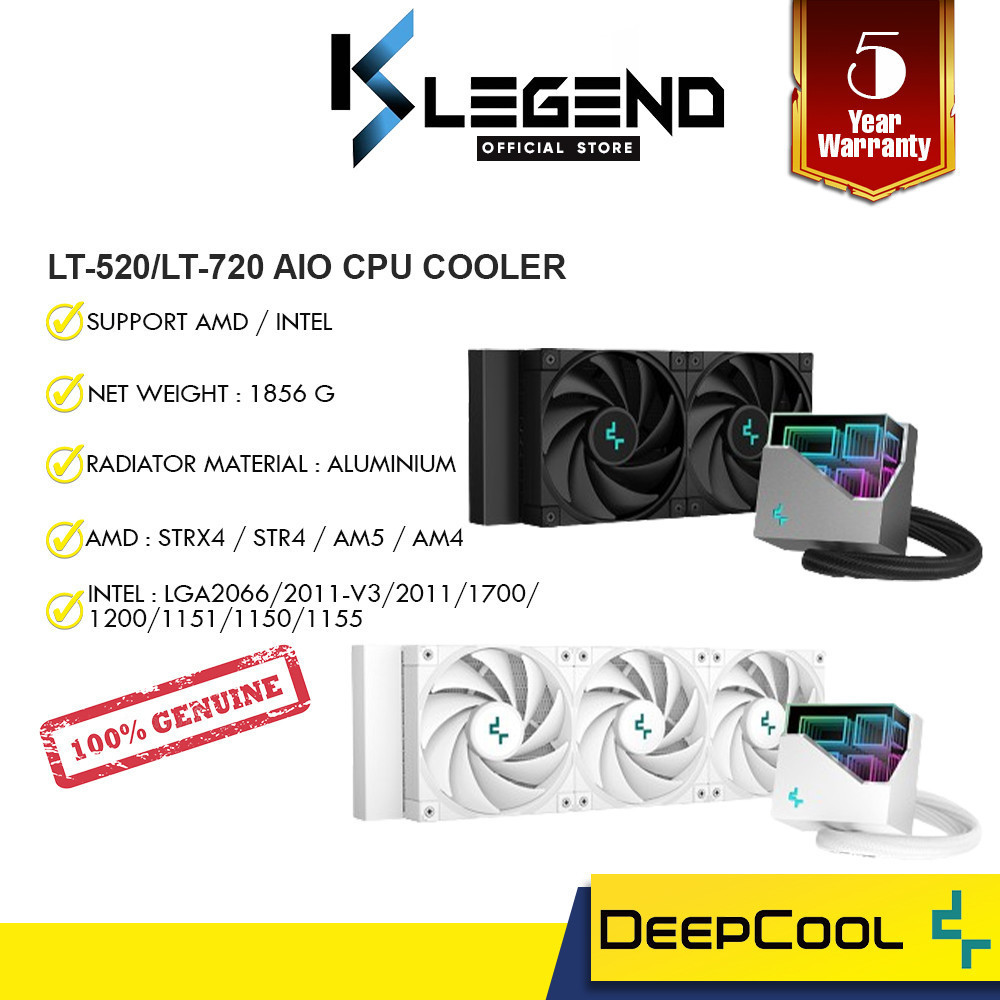 DeepCool LT720/LT520 240mm/360mm All-In-One CPU Liquid Cooler | Shopee ...