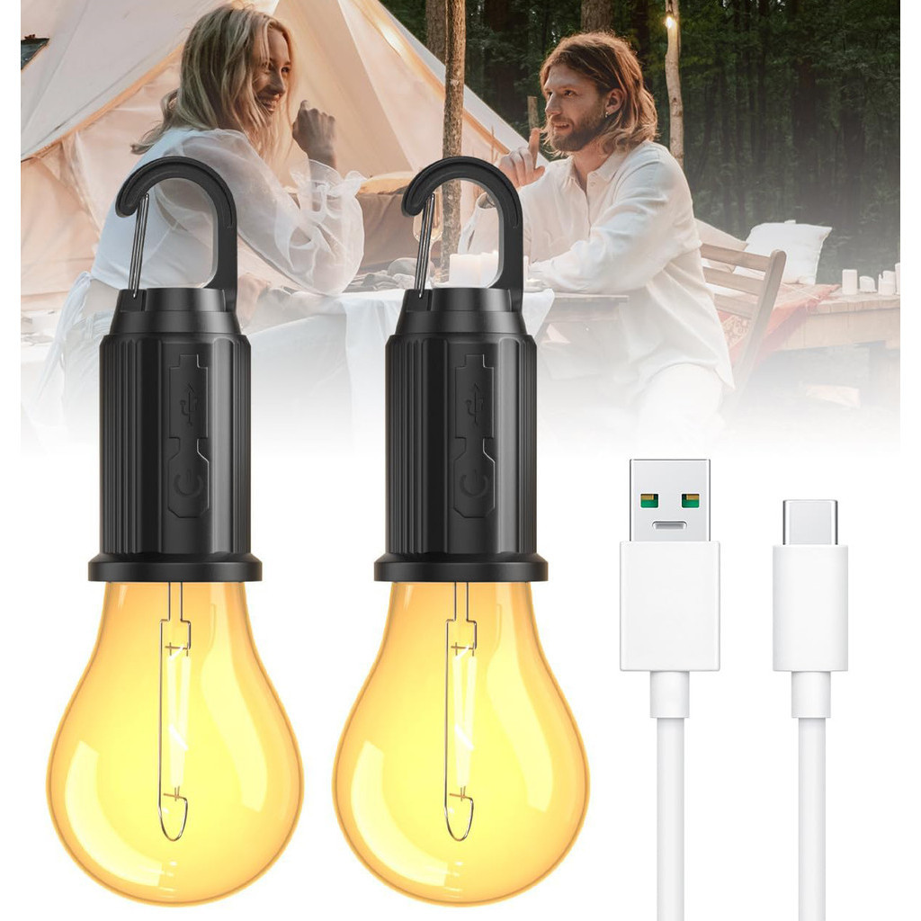 LED USB Charging Type-C Retro Bulb Light 3 Lighting Modes Portable ...