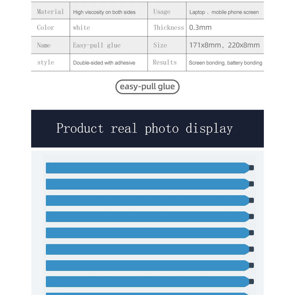 10/50PCS Double-Sided LCD Tape for Laptop Easy Pull Glue Display Screen ...