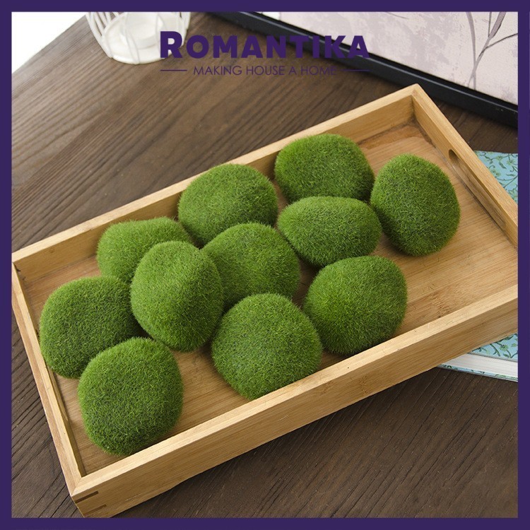 Romantika Green Stones 6pcs Artificial Moss Stone Flower Arrangement ...