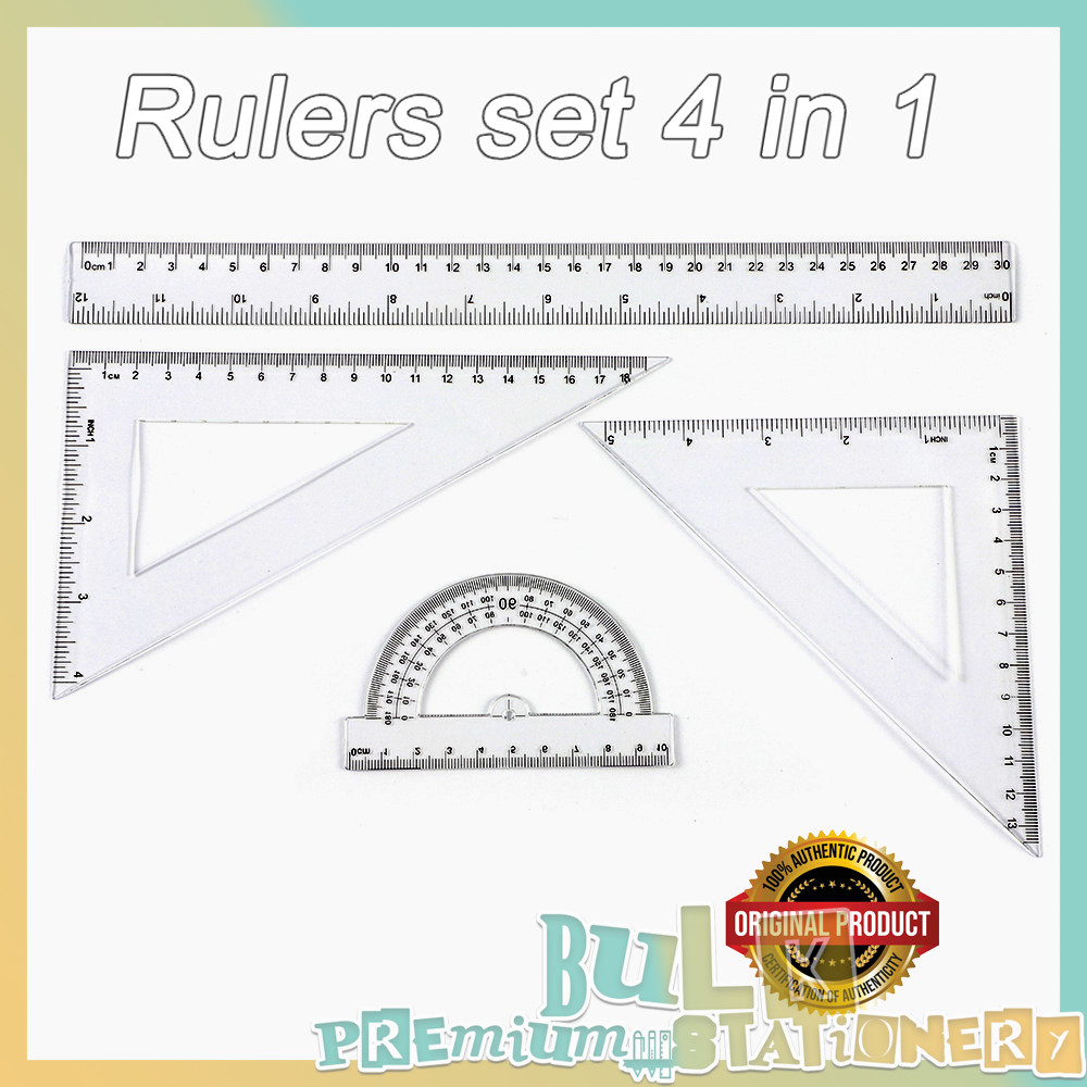 Ruler Set 4 in 1 Stationary School Supplies Office Supplies Student ...