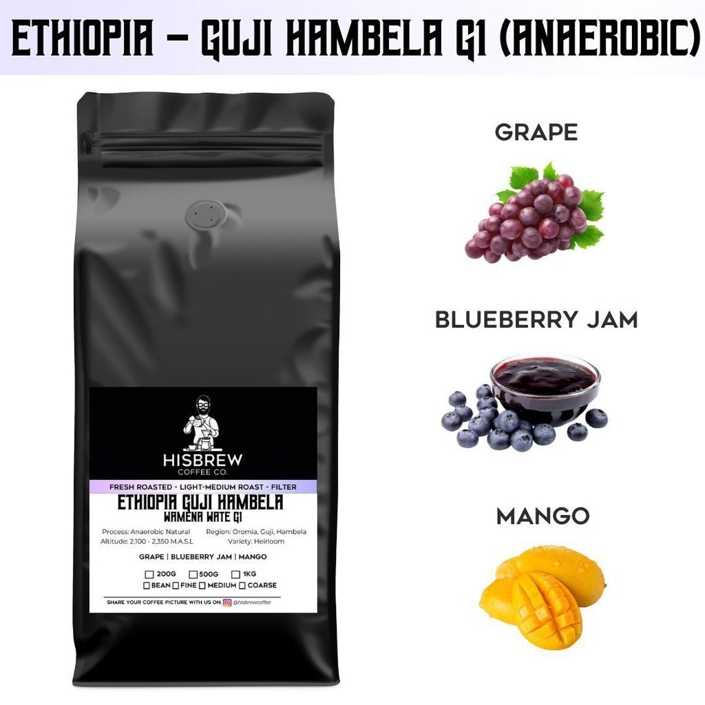 Ethiopia Guji Hambela G1 - Anaerobic (Filter) | Coffee Bean | Light-Medium Roast | Shopee Malaysia