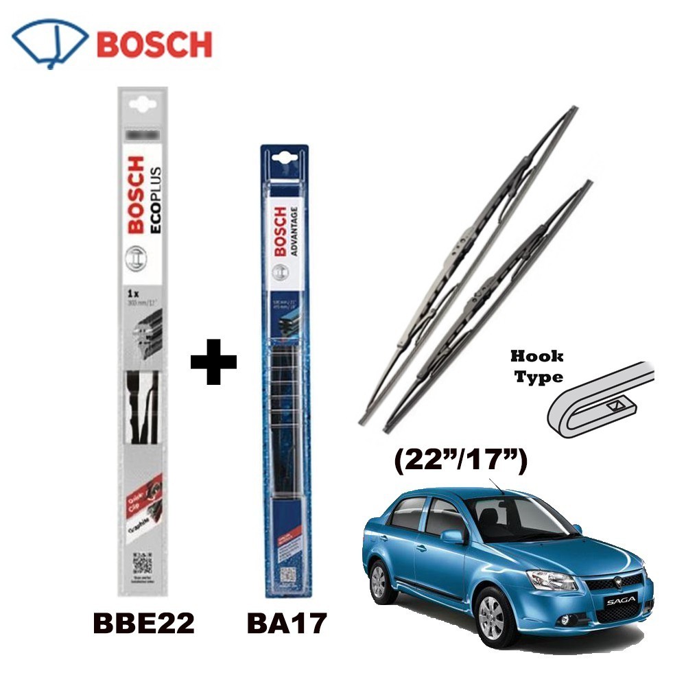 Bosch Genuine BA22+BA17 22/17 Wiper Blade - Saga BLM/FLX/VVT | Shopee ...