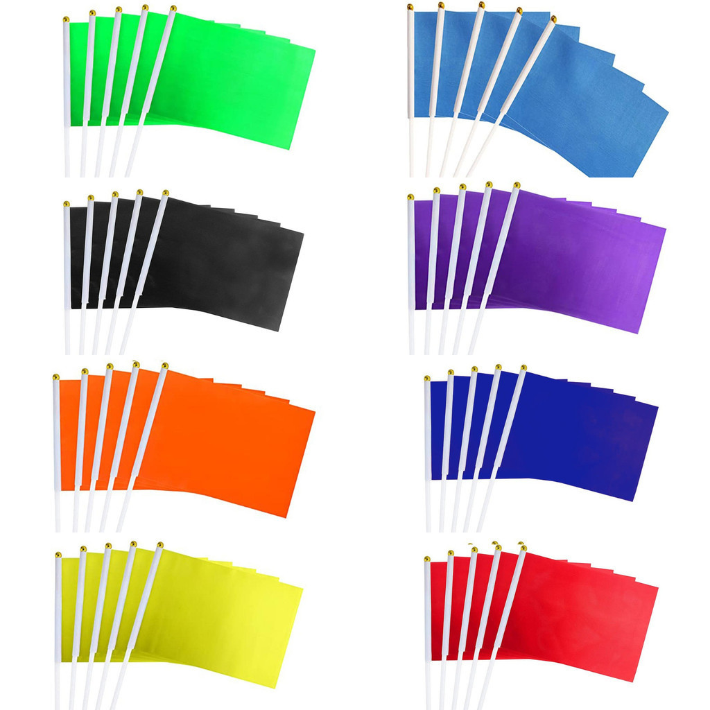 20pcs Color Solid Flag Mini Hand Held Flag Solid White Blank Flags On ...