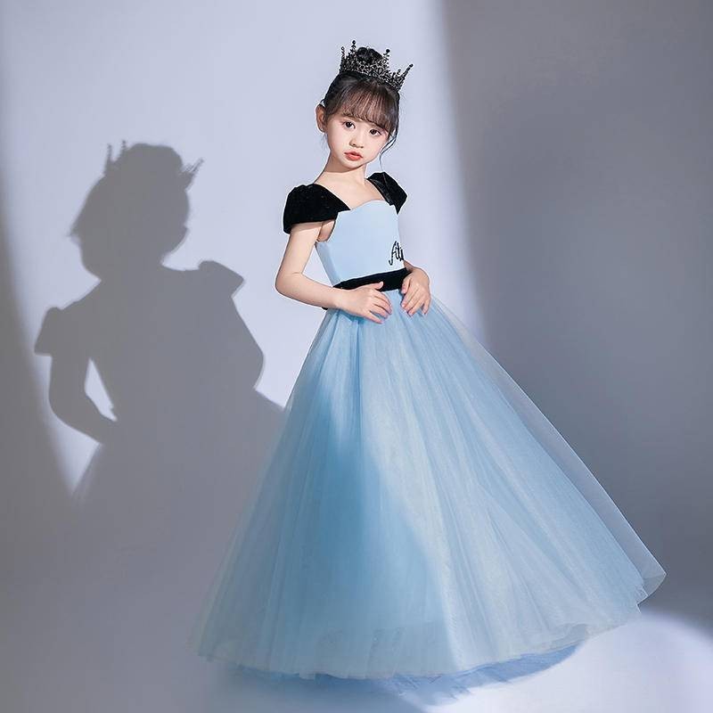 Girl Blue Dress Music Festival Piano Violin Performance Dress Student ...