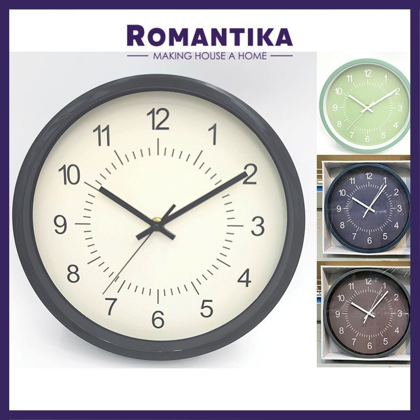 Romantika 30cm Classic Clock Analog Silent Round Wall Clock Plain Frame ...