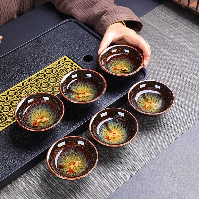 【天目釉窑变建盏茶杯】家用 办公室 功夫茶具 泡茶斗笠杯【Spot Goods】 Anti-scalding, Tianmu Glaze Kiln Change Construction ...