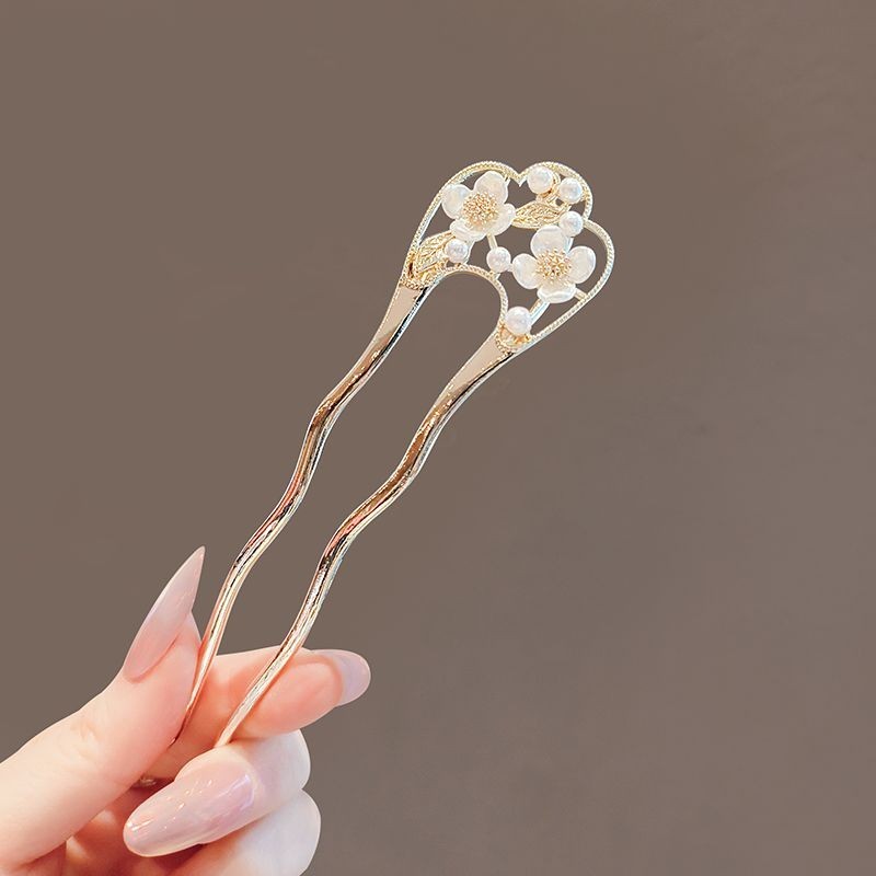 Panfa artifact 盘发神器 优雅花朵发簪女现代简约盘发簪子双插发钗U型发卡高级感插梳 一生一饰饰品店06.23 | Shopee ...