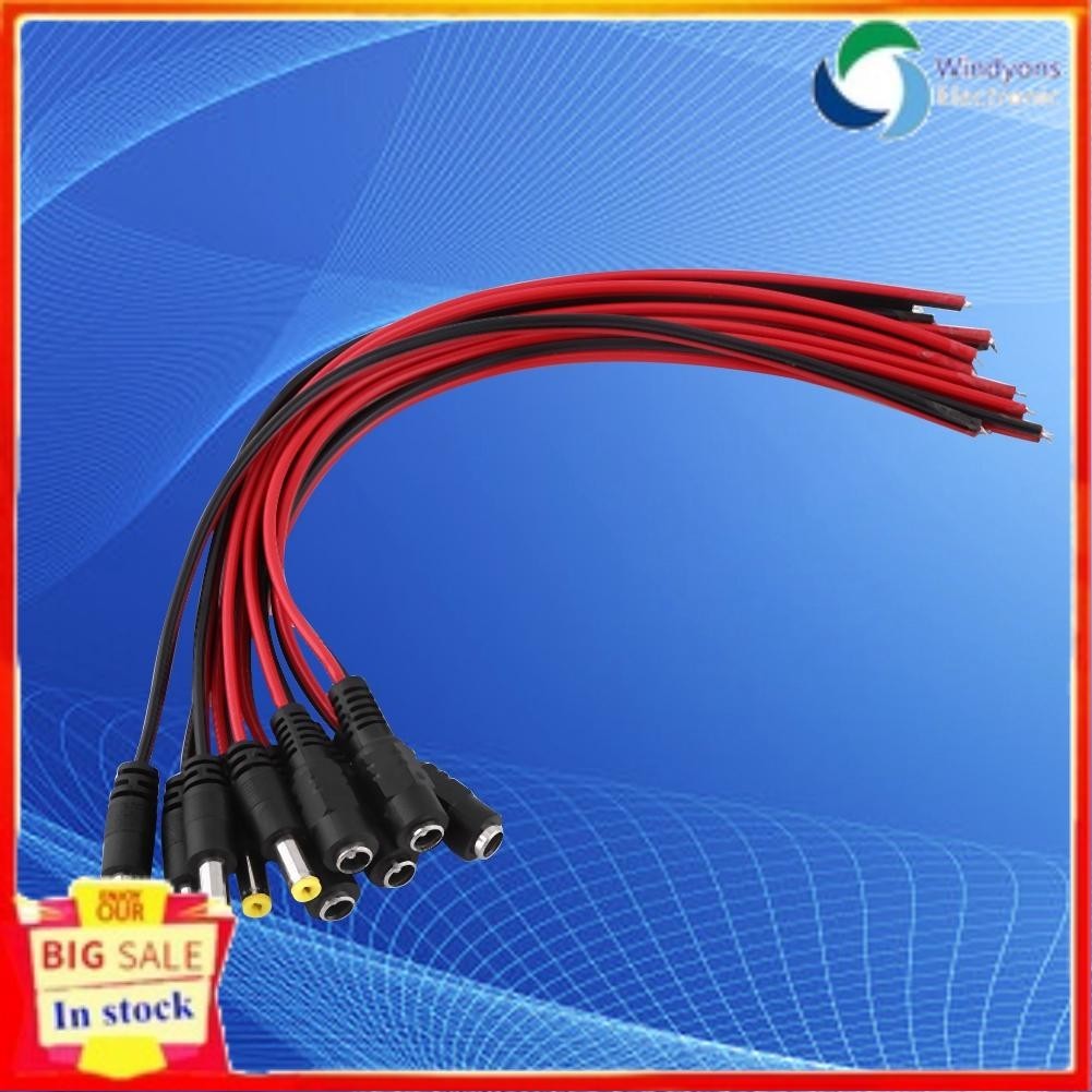 Windyons 10Pcs Camera Power Connector DC Cable Male And Female For CCTV ...
