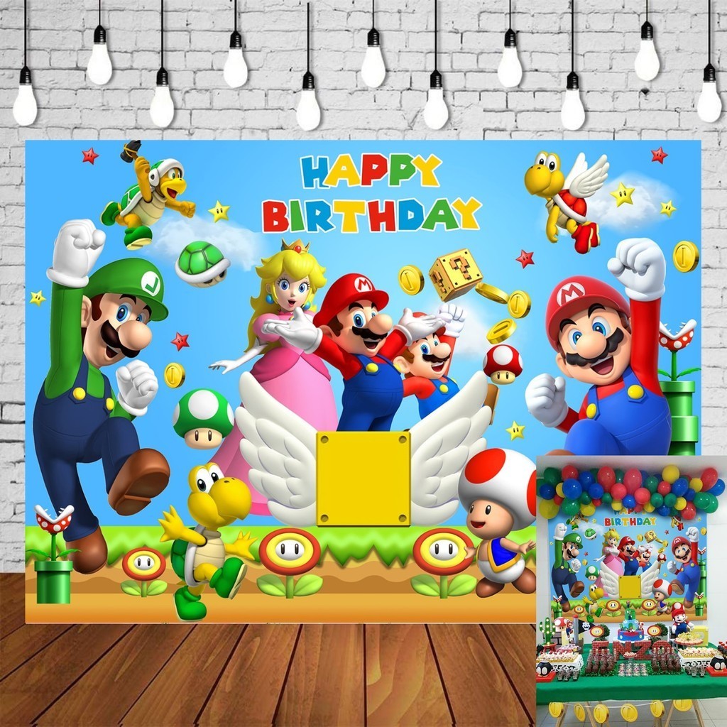Mario Backdrop Super Mario Party Mario Birthday Decoration Backdrop ...