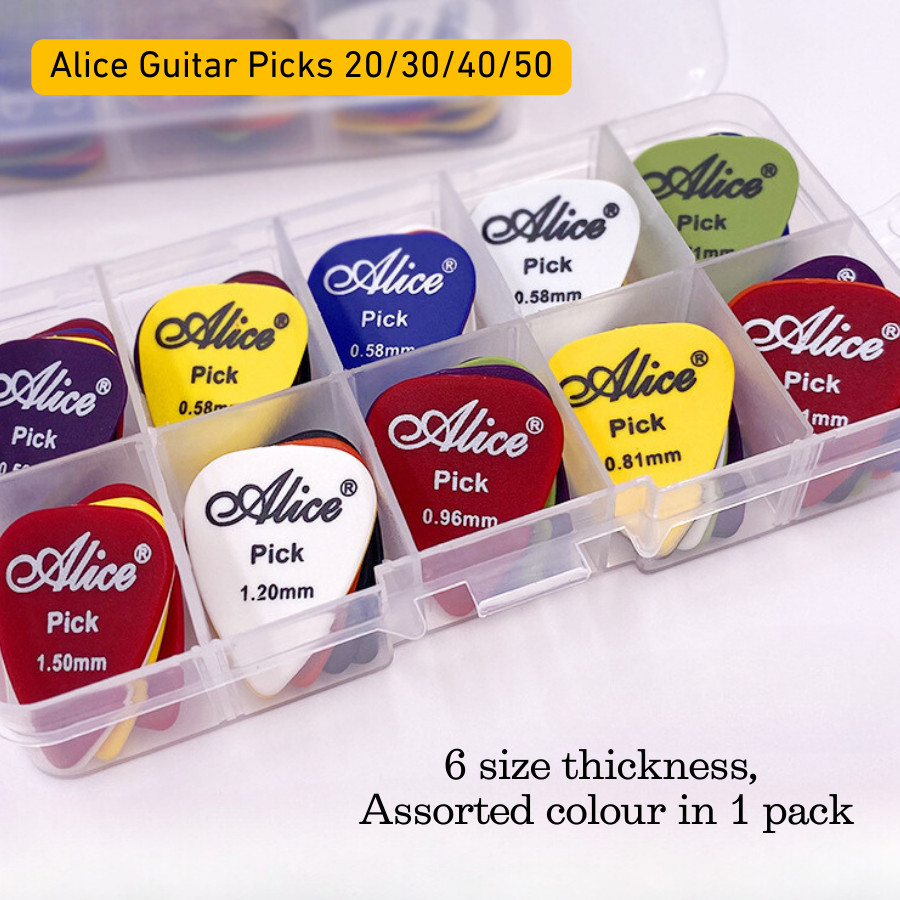 Alice Acoustic Electric Guitar Picks 6 Gauges Assorted 20/ 30/ 40/ 50 ...