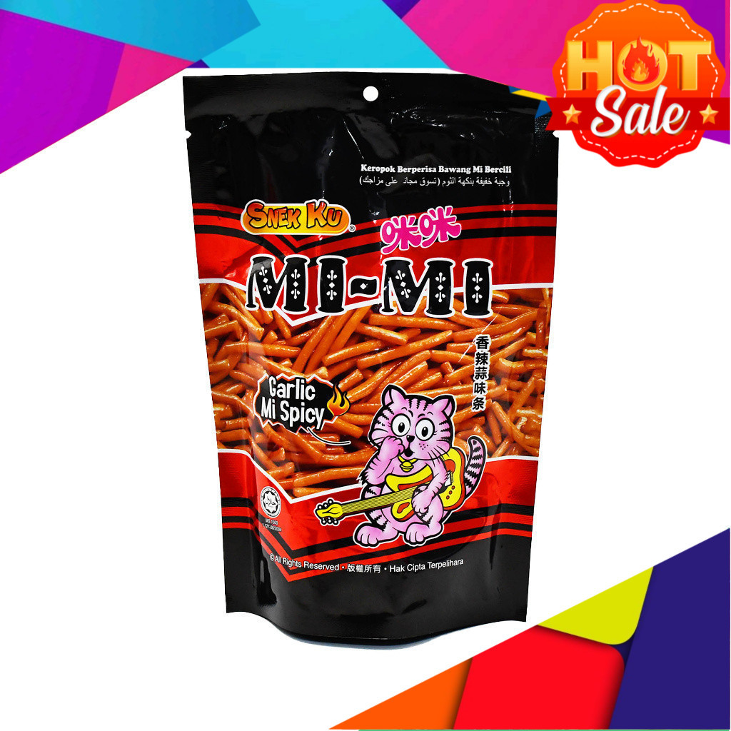 Snek Mee Pedas, Snek Ku Mi Mi Garlic Mi Spicy Flavoured Snack (100g ...