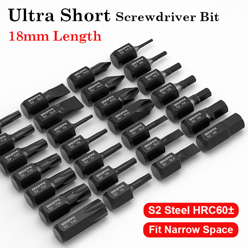 Ultra Short 18mm Long S2 Alloy Steel Short Screwdriver Bits Set for ...
