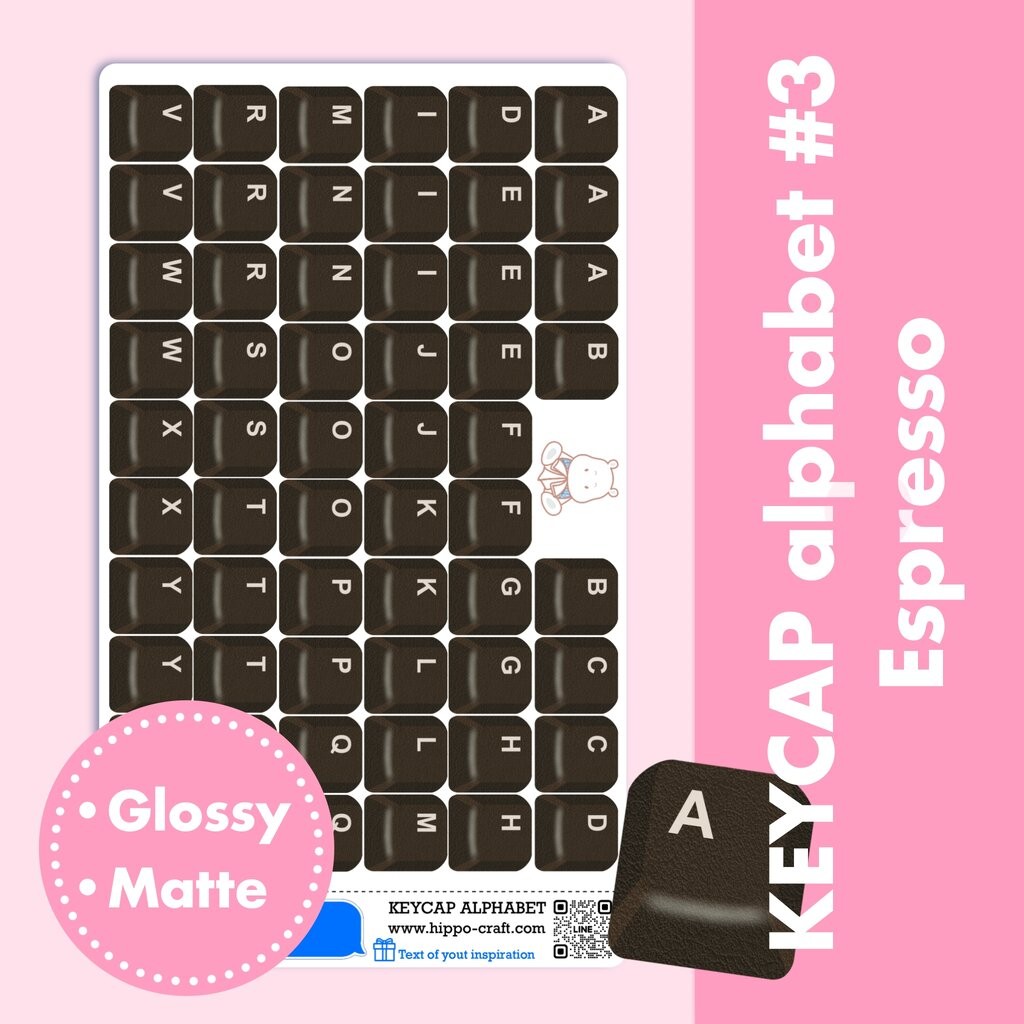 KEYCAP alphabet 4 Espresso | Planner sticker sheet English Stickers ...