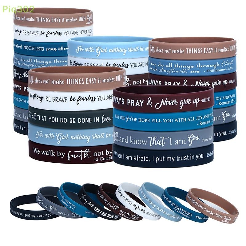 Piq302 36 Pcs Religious Silicone Wristbands Bulk Bible Rubber Bracelets ...