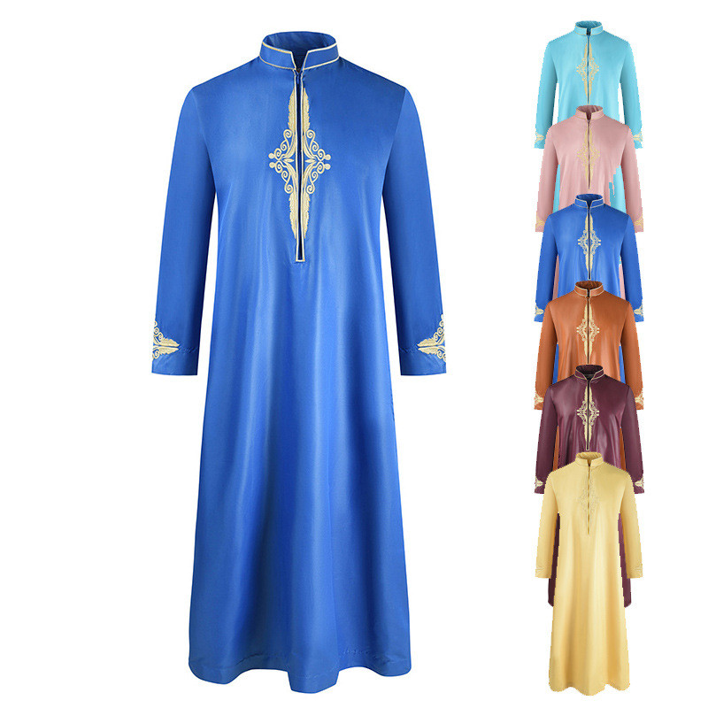 Black Islamic Men's Clothing Long Sleeve Loose Muslim Saudi Arabian ...