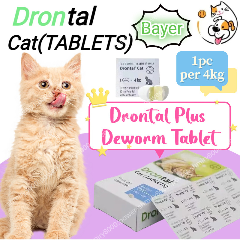 【BUY 3 FREE 1 】Drontal Cat Dewormer Tablet for Cats Kitten (EXP 06/2028 ...