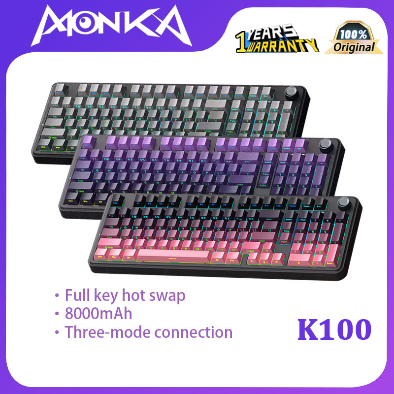MONKA K100 three-mode wireless Bluetooth keyboard, gradient side ...