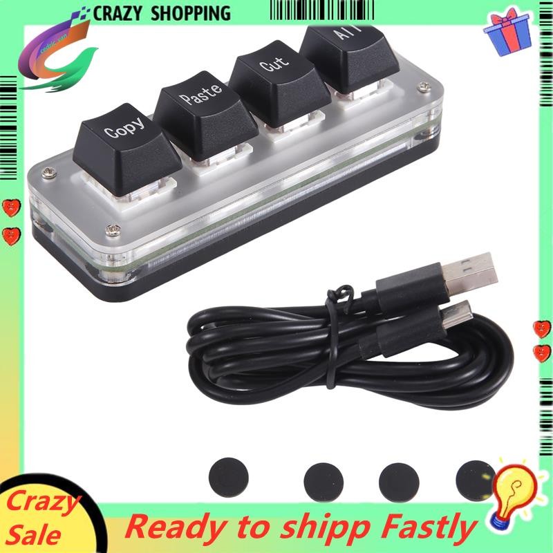 Mini 4-Key Select Copy Paste Cut All Macro Pad Shortcut One Handed ...