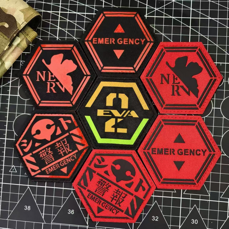 EVA Evangelion Velcro Tampalan Moral Tampalan Velcro/Lencana/Topi ...
