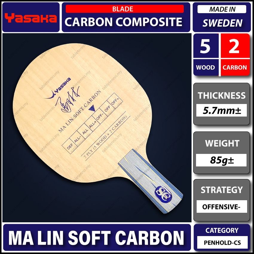 Yasaka Ma Lin Soft Carbon Composite Table Tennis Blade Paddle Bat Racket Ping Pong Penhold-CS ...