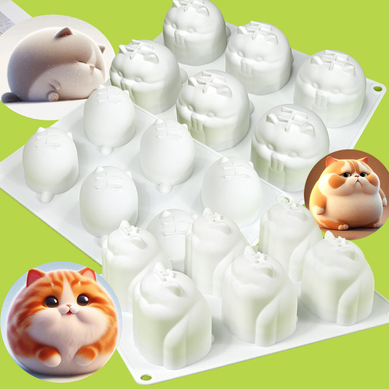 6 Cartoon Cat Silicone Molds Hamster Shape Mousse Cake Mold Chocolate ...