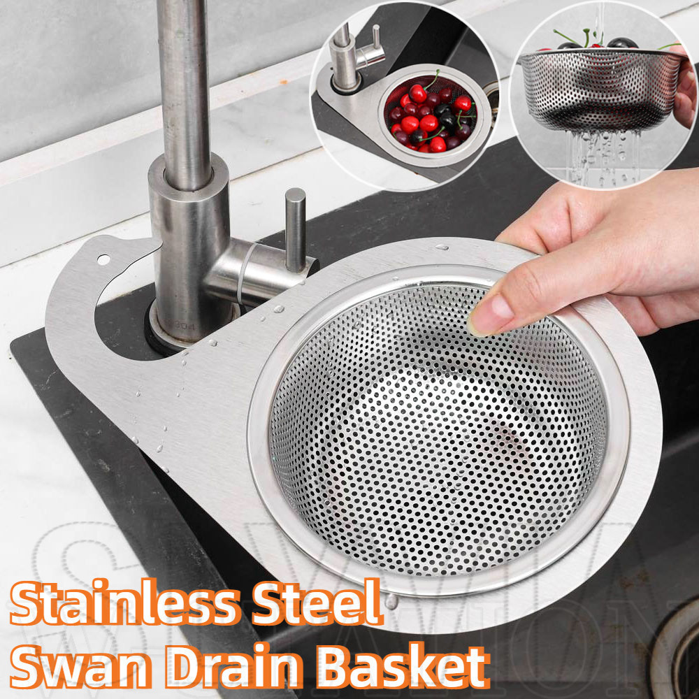 SLXC-Stainless Steel Swan Drain Basket - Sink Wet & Dry Filter Storage ...