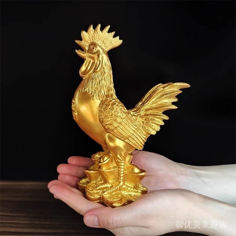 Golden Rooster Ornament Fortune Chicken Realistic Large Rooster ...
