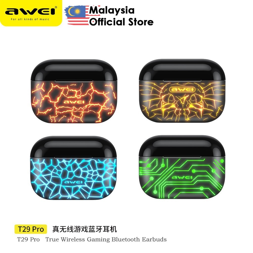 Awei T28 Pro Wireless Earbuds RGB Gaming Earbuds Gaming Earphone Awei ...