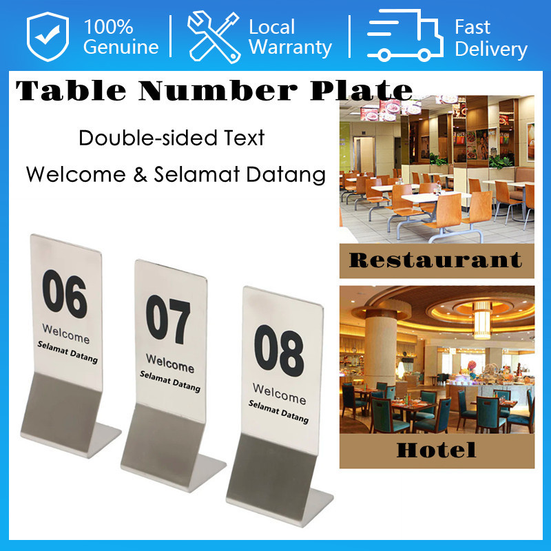 Stainless Steel Table Number Plate Double-Sided Restaurant Digital ...