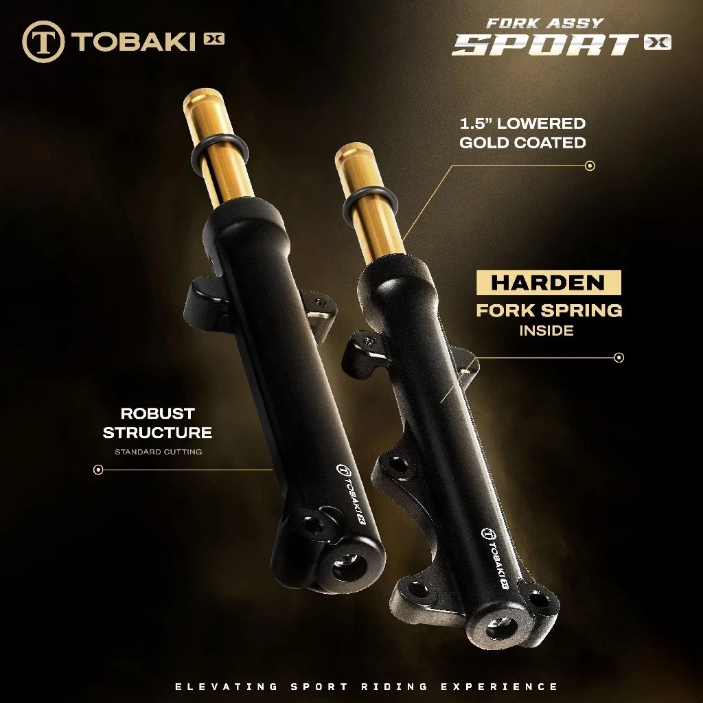 TOBAKI RACING Y15ZR Y16ZR LC135 V1-V8 NVX155 RS150 STANDARD CUTTING FORK ASSY SPORT X GOLD TUBE ...