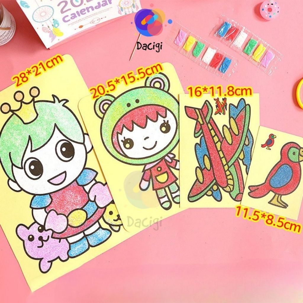 Sand paintings to practice coloring for children, creative sand ...