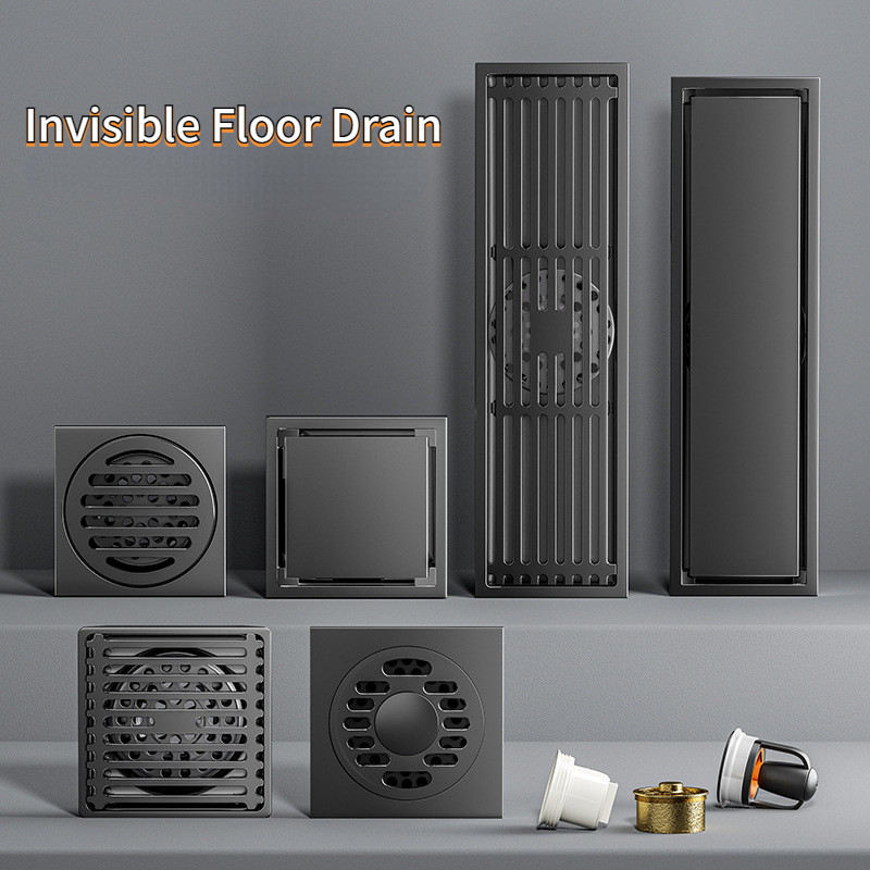 Bathroom Invisible Floor Drain 8*30CM Square Waste Filter Drainage Anti ...