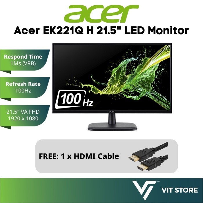 ACER EK221Q / EK221Q H 21.5" MONITOR (VA FHD/100HZ/1MS// HD MI+VGA ...