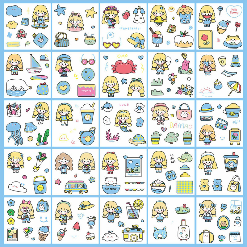 HOSTY 100pcs/Set Cute Cartoon Handbook Sticker Stationery Sticker Momo ...