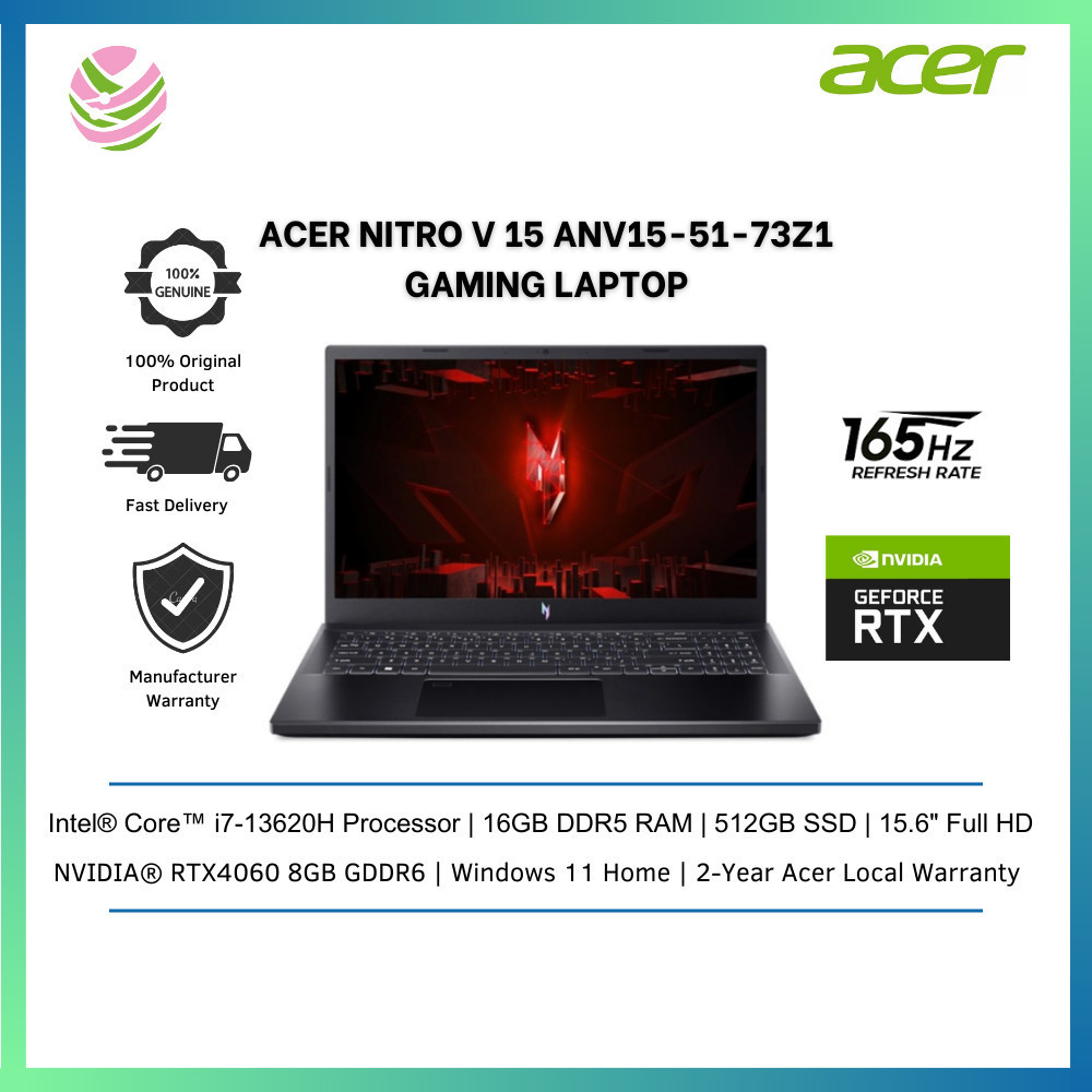 Acer Nitro V 15 ANV15-51-73Z1 15.6" FHD 165Hz Gaming Laptop ( I7-13620H ...