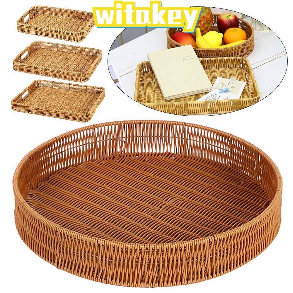 WITAKEY 1Pcs Storage Tray, Breakfast Bread Food Round Rectangular Shape ...