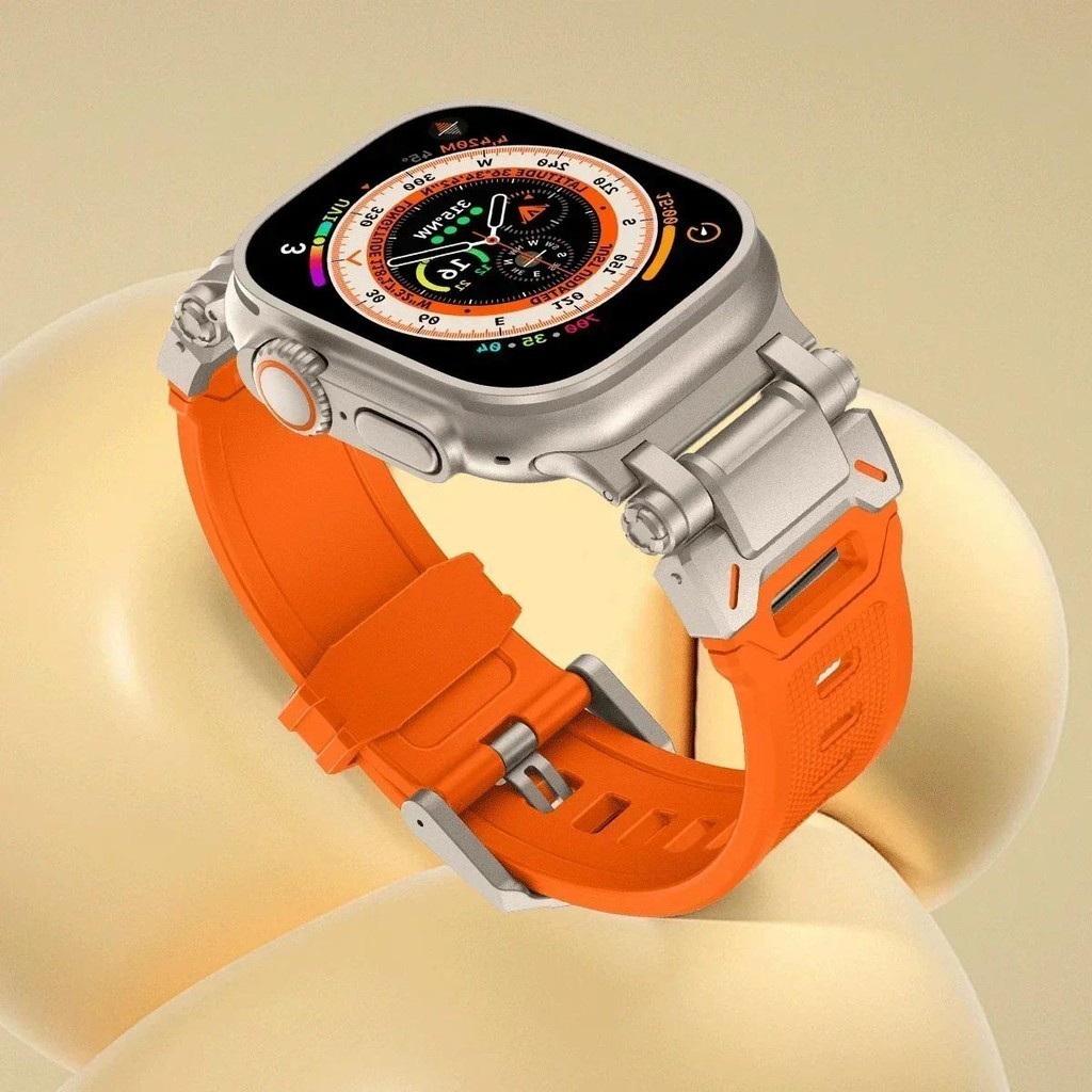 Titanium Color Silicone Watchband TPU Sport Strap compatible for Apple ...